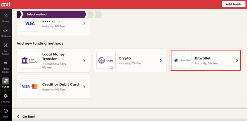 How can I deposit funds into my MT4/MT5 account using Bitwallet? – Axi Help Center (EN-US)