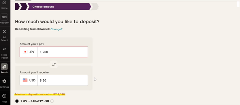 How can I deposit funds into my MT4/MT5 account using Bitwallet? – Axi Help Center (EN-US)
