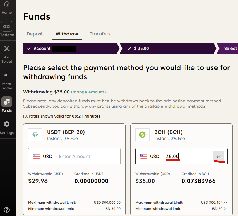 Bagaimana cara menarik dana dari akun MT4 saya melalui kripto? – Axi Help Center (ID)
